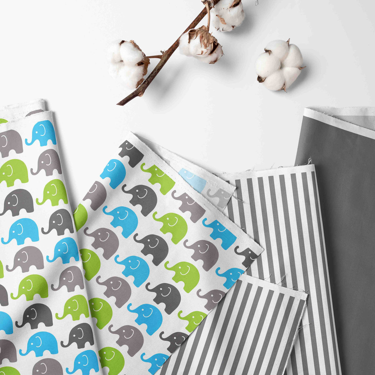 Bacati - 3 pc Nursing/Feeding Pillow Set Elephants Aqua/Lime/Grey