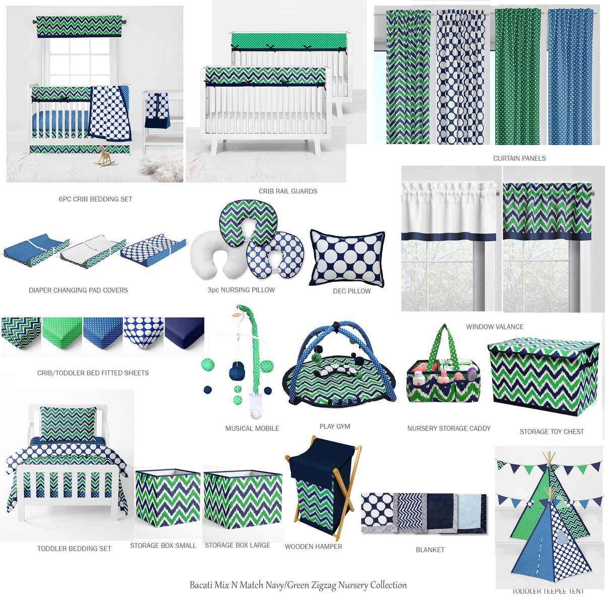 Bacati - Large Polka Dots Fabric Memory/Memo Photo Bulletin Board, Nav