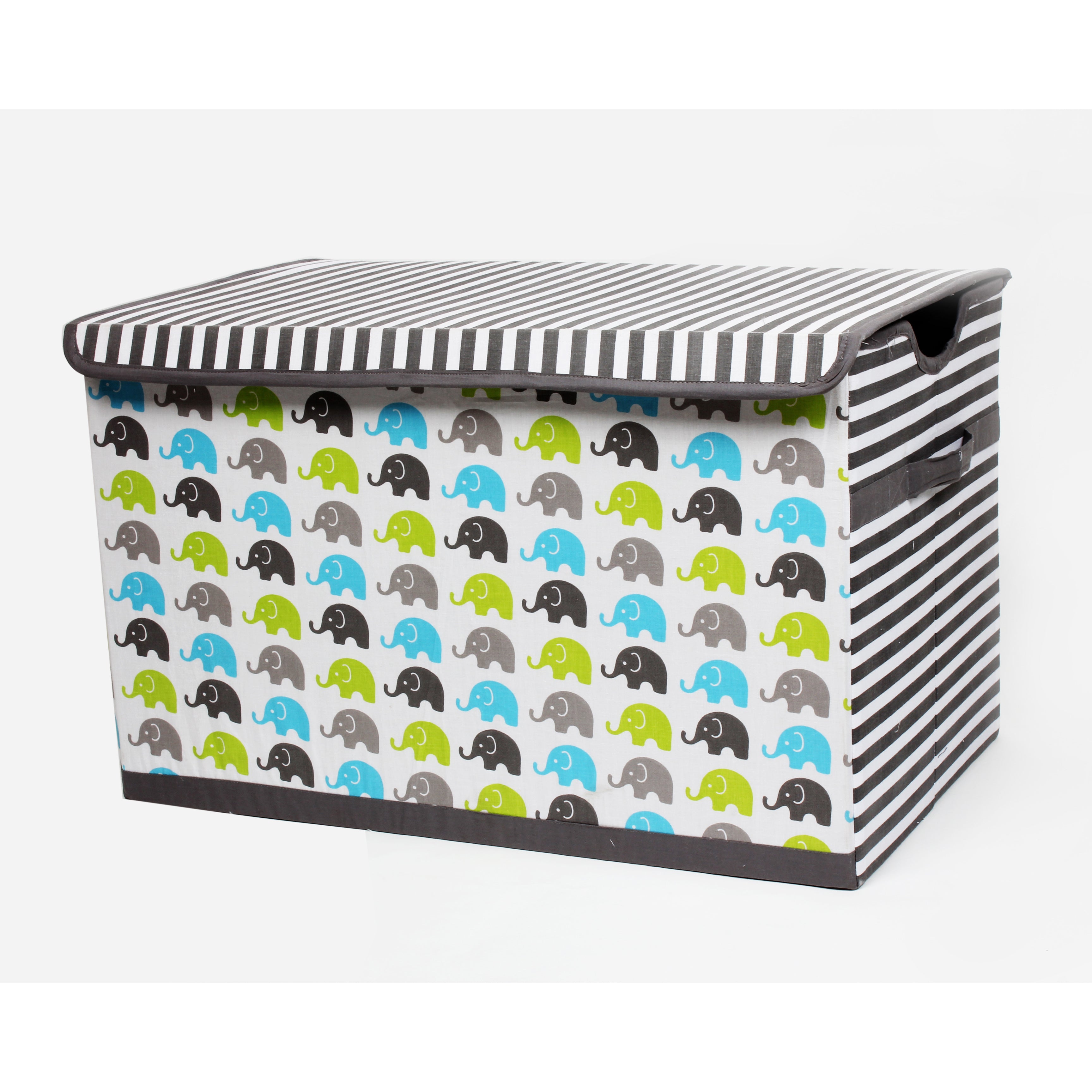Bacati - Toy Chest Playful Elephants Aqua/Lime/Grey