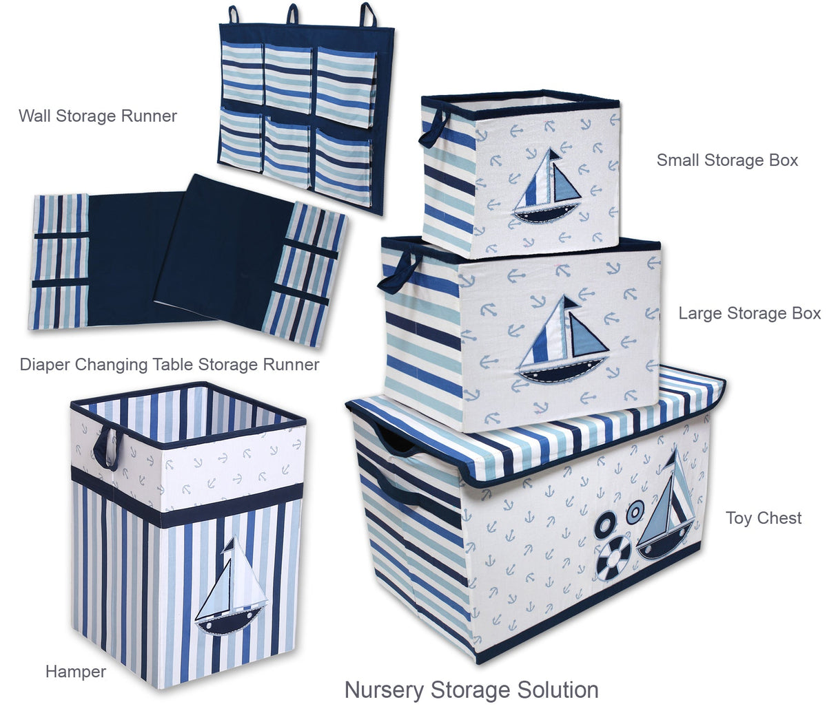 Bacati - Little Sailor Crib/Wall Storage Organizer Blue/Navy
