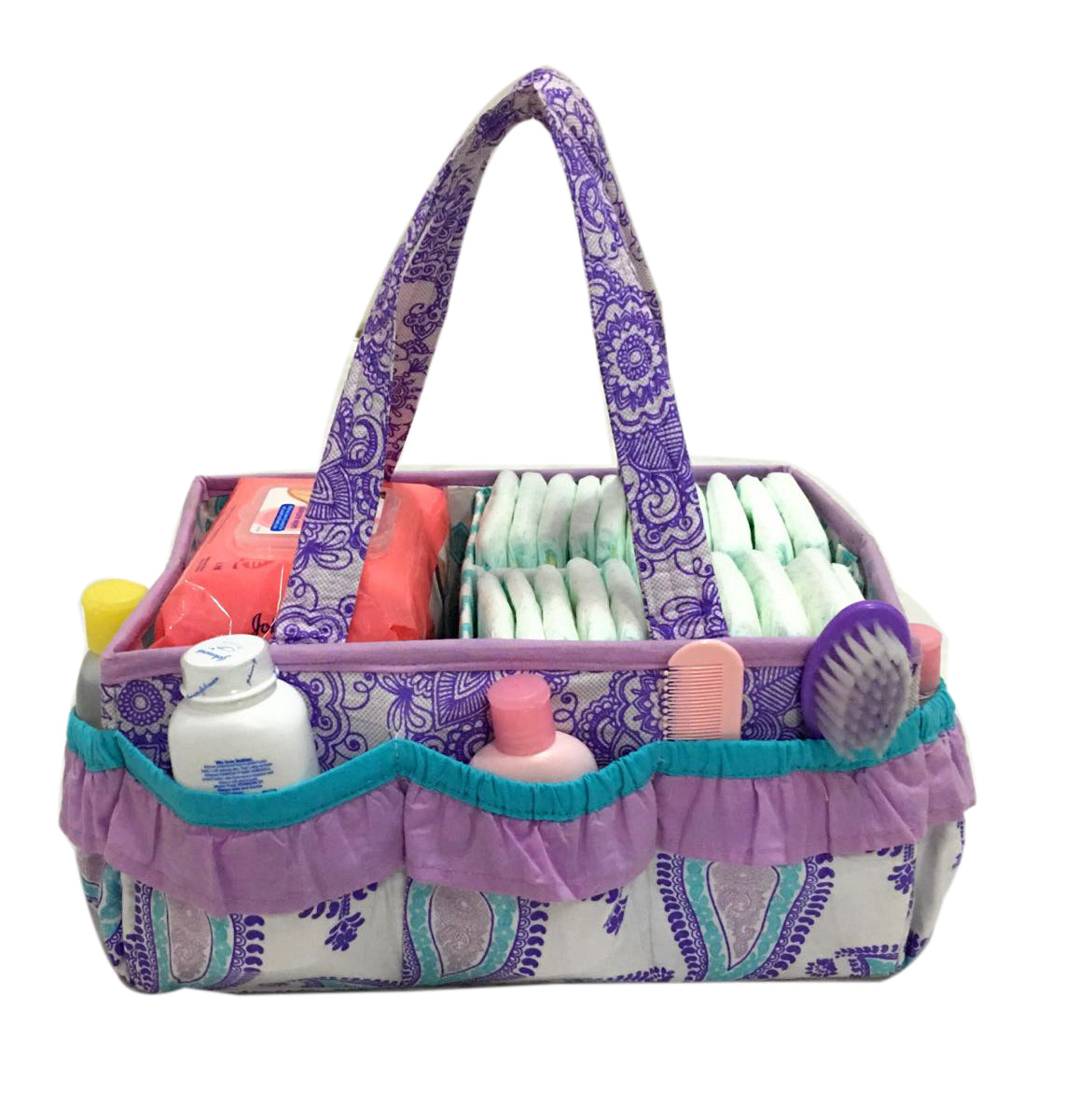 Bacati - Nursery Storage Caddy Paisley Isabella Purple/Lilac/Aqua Girl