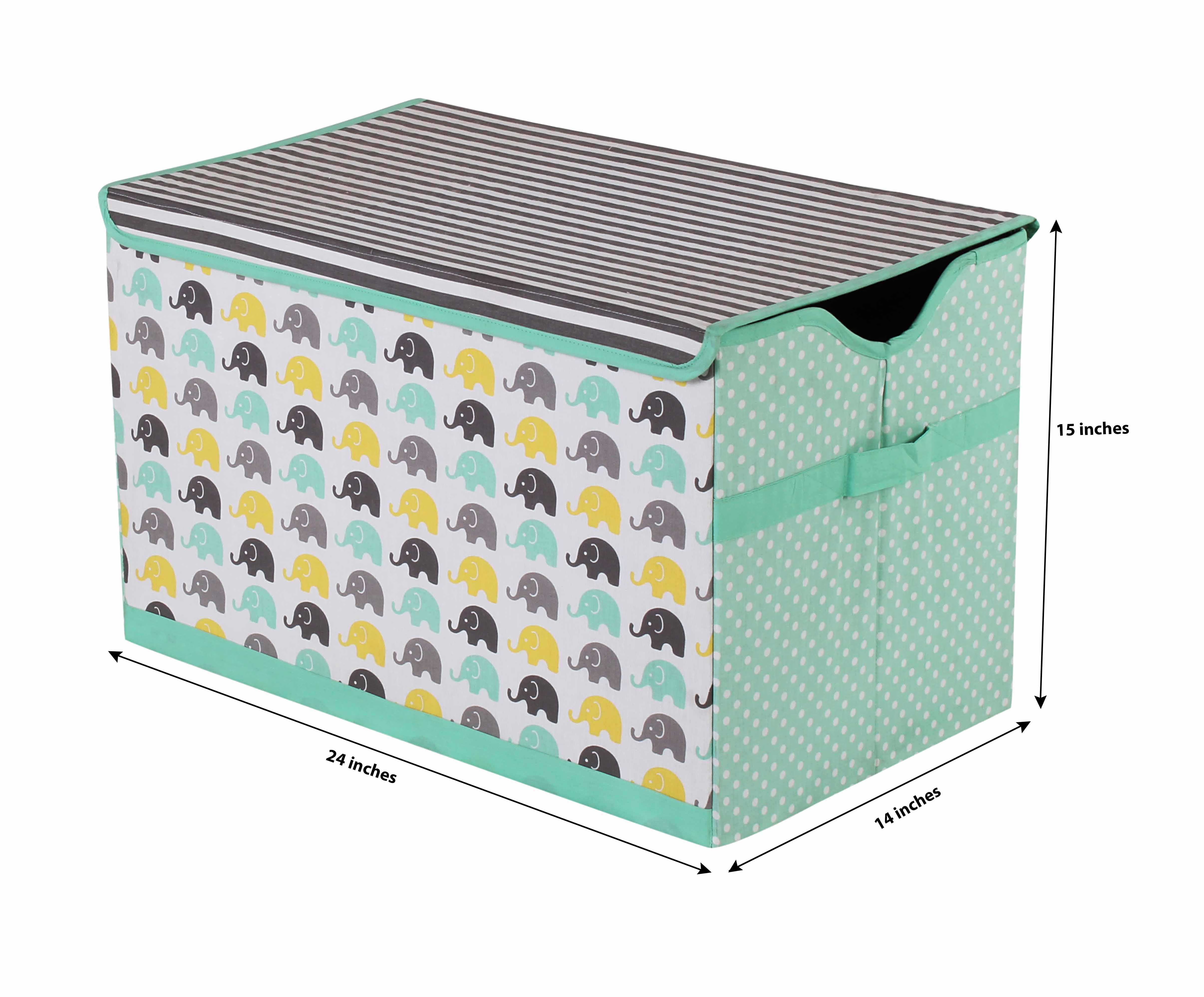 Bacati - Toy Chest Elephants Mint/Yellow/Grey